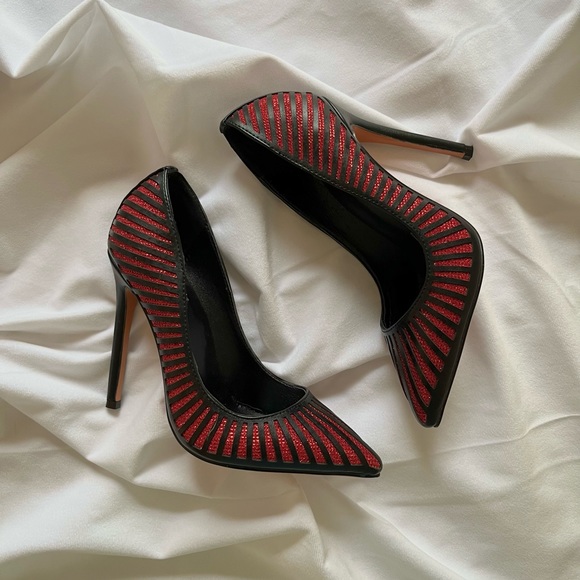 Shoes | Black And Red High Heels Size Us 6eu 36 | Poshmark